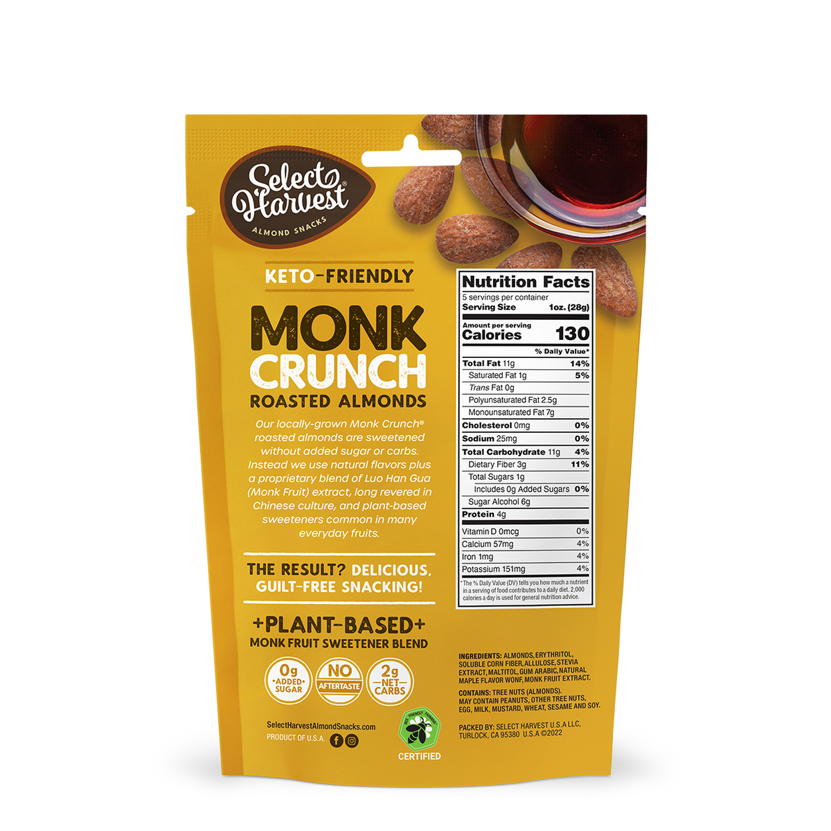 Maple Monk Crunch - California almonds sweetened with Monk Fruit