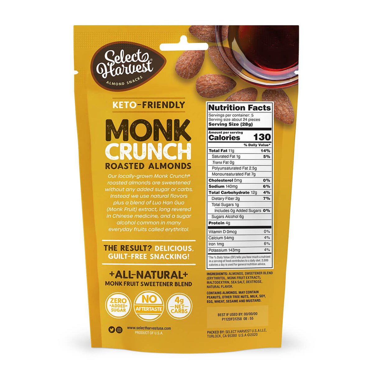 Maple Monk Crunch - California almonds sweetened with Monk Fruit